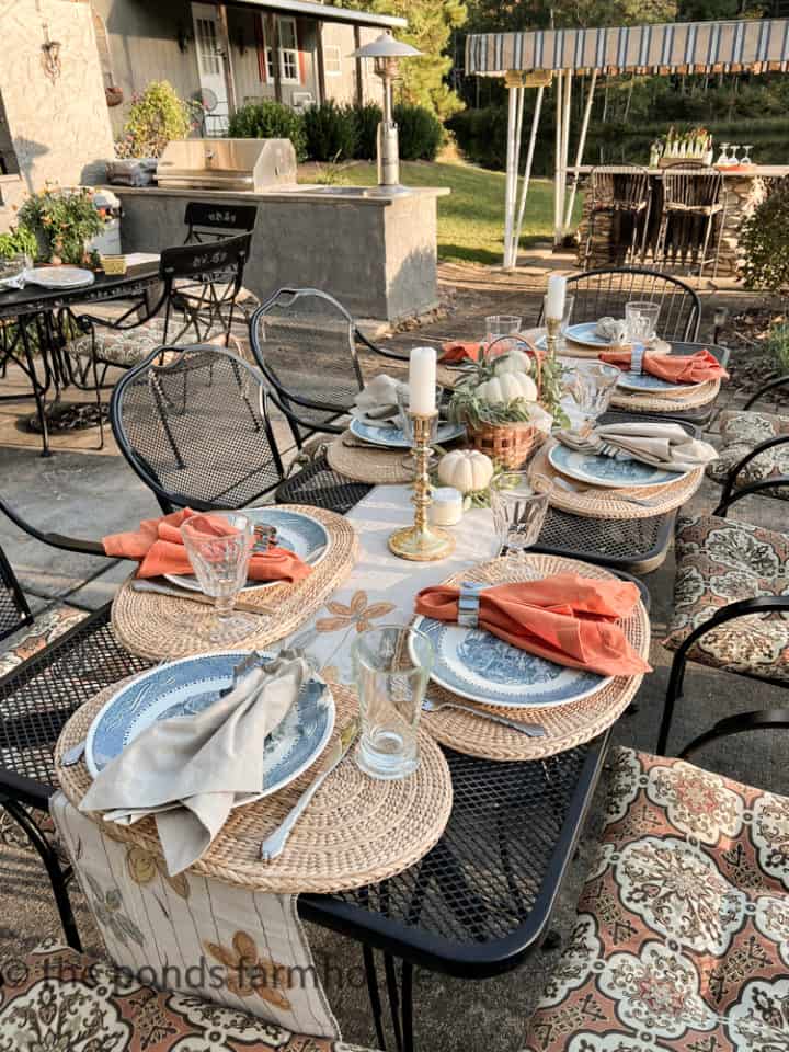 Fall Outdoor Kitchen Table Ideas-With Thrift Store & DIY Tableware