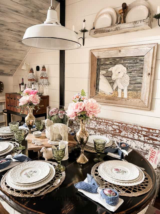 Thrifted Elegance: Easter Tablescape with Lambs & Vintage Finds