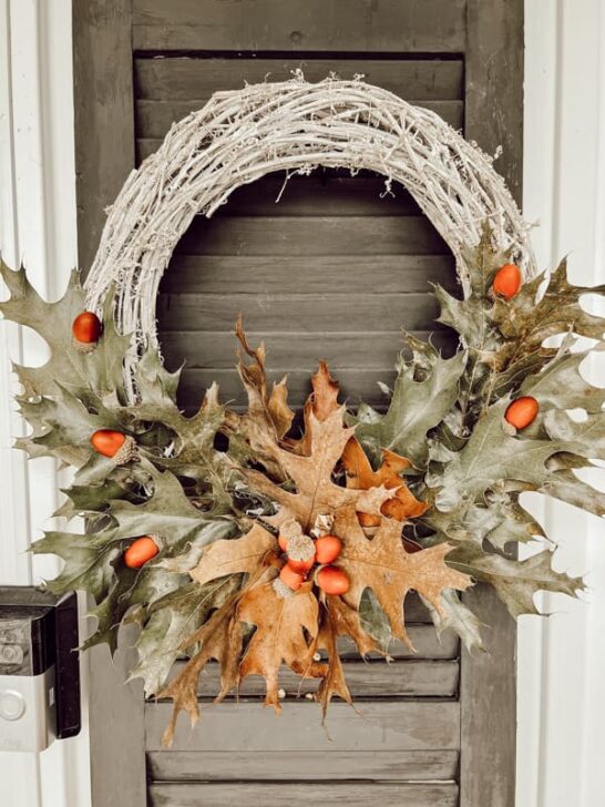 How to Make a Foraged Oak Leaves Wreath for Fall the Easy Way