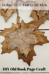 DIY Old Book Leaf Craft with Dollar Tree Woodcrafts for Fall Decor