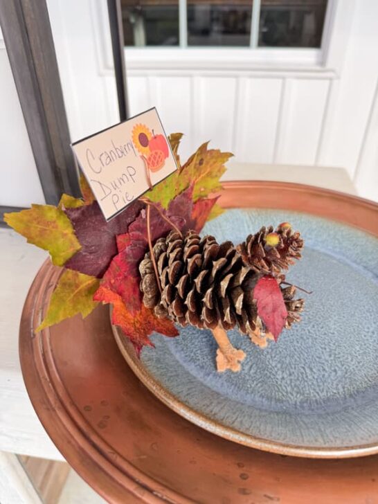 Pinecone Turkey Place Card Holder: A Budget Thanksgiving Craft