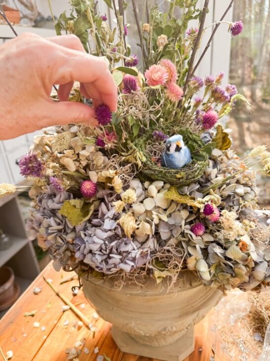 Create Easy Dried Flower Rustic Hydrangea Centerpiece