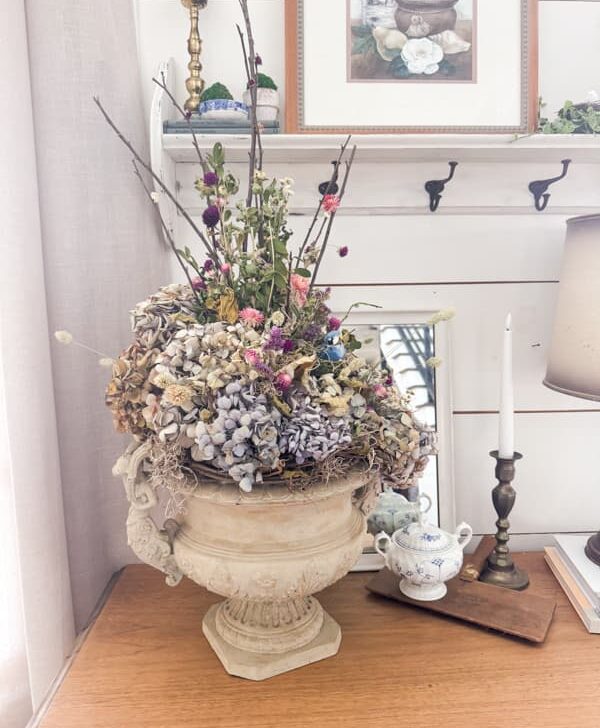 Dried Hydrangea Centerpiece Artificial Deep Red Dried Hydrangea Stem