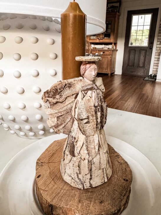 Easy DIY Birch Bark Christmas Angel: Thrift Store Transformation