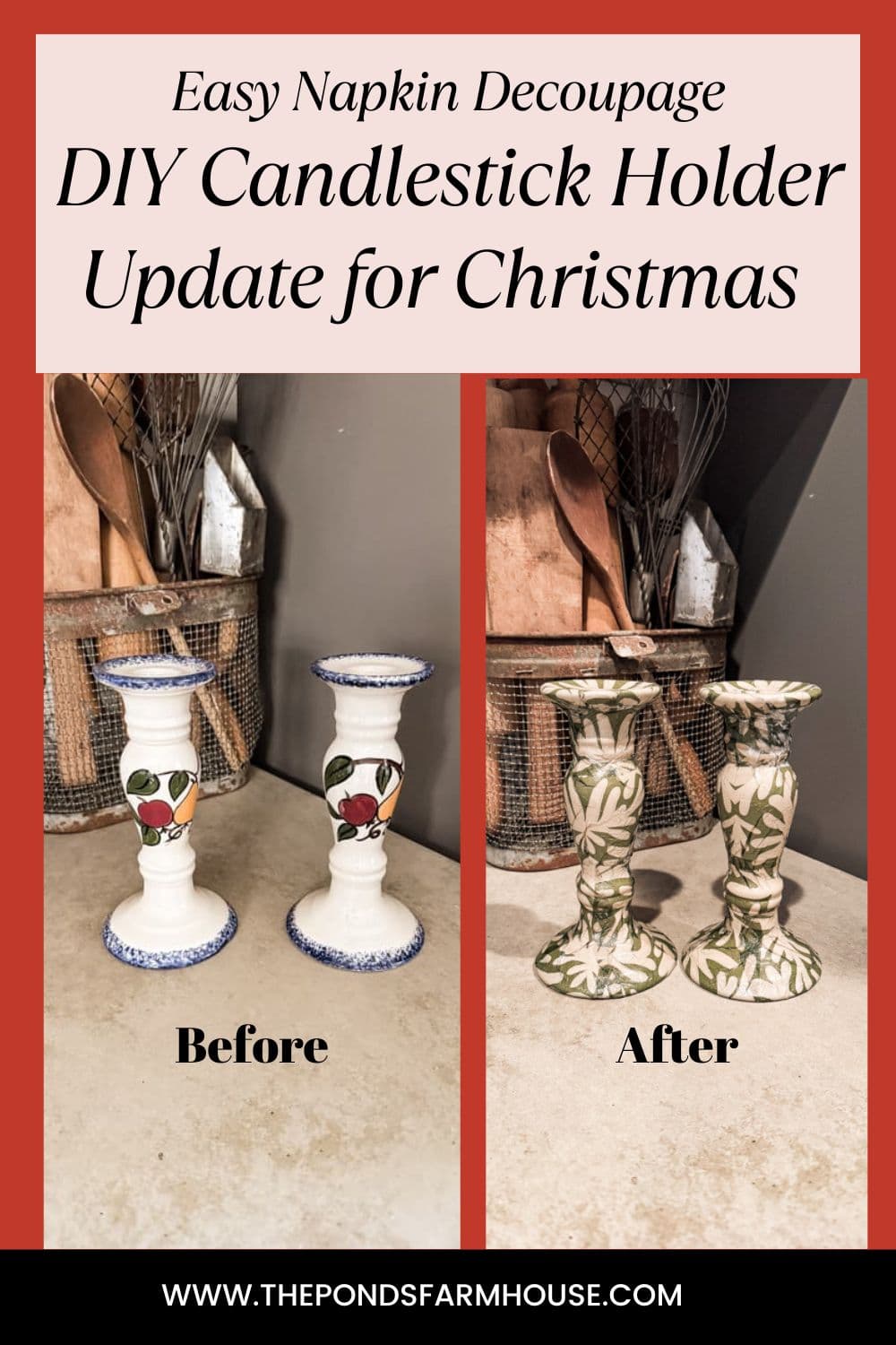 Easy DIY Decoupage Candlestick Holder for Christmas & Beyond