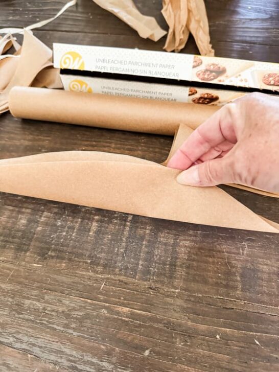 DIY Realistic Faux Corn Husk Wreath with Parchment Paper