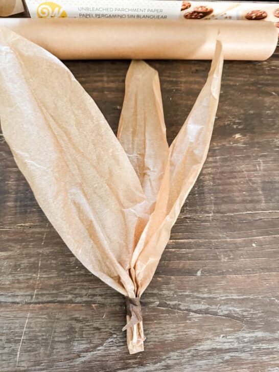 DIY Realistic Faux Corn Husk Wreath with Parchment Paper