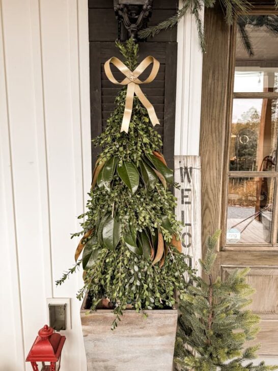 Amazing DIY Christmas Greenery Tree Idea: Budget Porch Decor